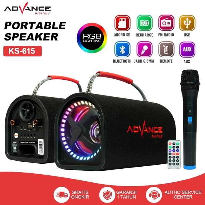 Promo Advance Salon Aktif Bluetooth Full Bass KS-615 Speaker Bluetooth ...