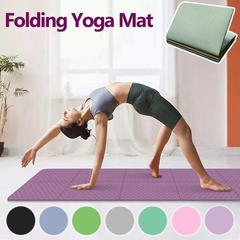Foldable Yoga Mat Eco Friendly TPE Folding Travel Fitness Exercise ...