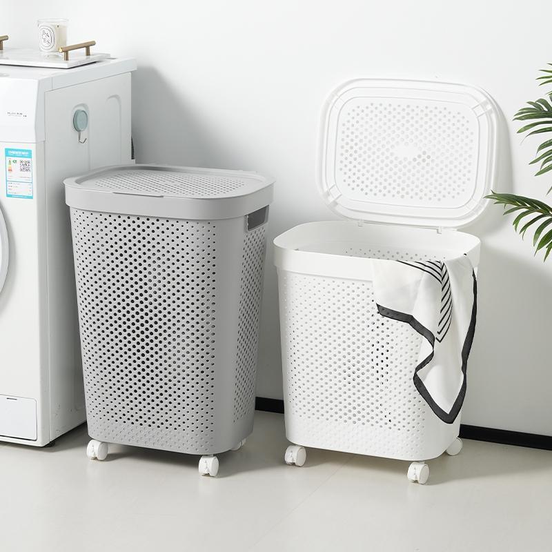 Bakul Dobi Gaya Jepun, Besar (45L / 60L), Putih / Kelabu, Dengan ...