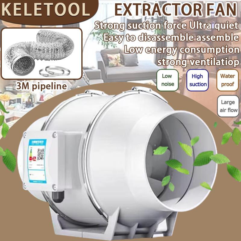 4"6"8" Electric Exhaust Fan Silent Pipe Duct Fan Bathroom Extractor ...