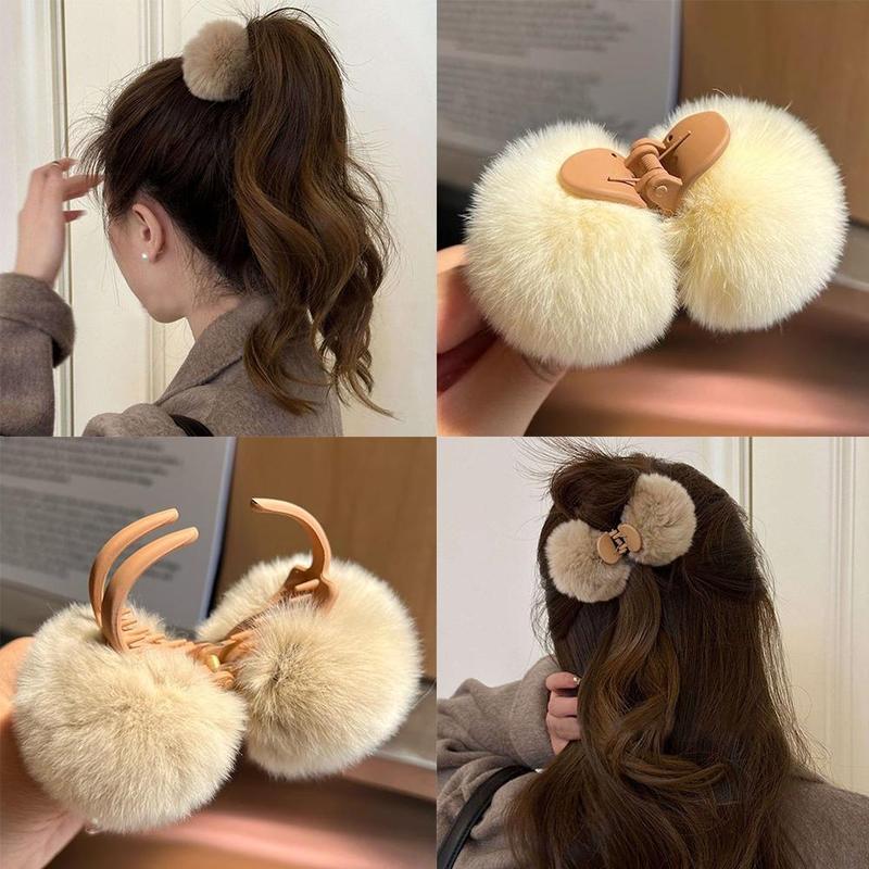 Plush Ball Hair Gripper Cute Little Plush Ball Hair Double Hair ...