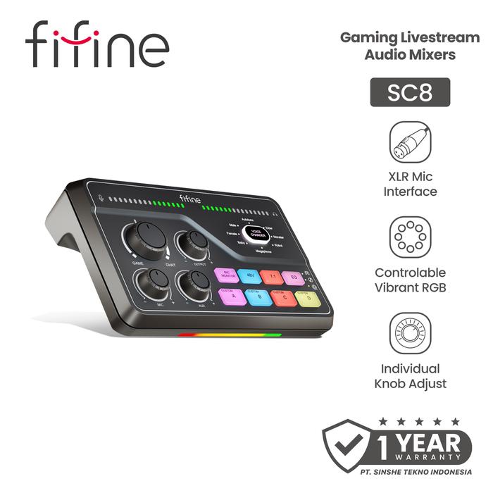 Promo FIFINE SC8 USB Soundcard RGB – XLR Mic, Gaming, Streaming, Voice ...