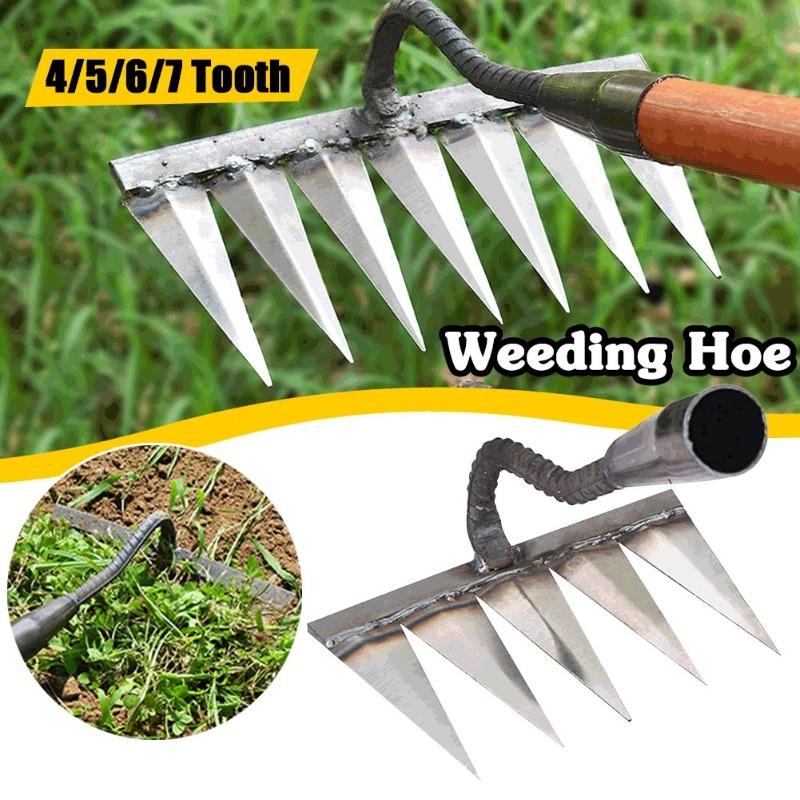 4/5/6/7 Tooth Gardening Weeding Hoe Rake Steel Farm Tool Garden ...