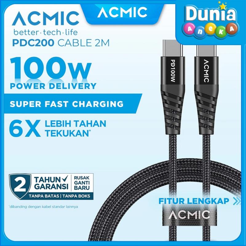 ACMIC PDC200 Kabel USB-C to USB-C 2M PD 100W Fast Charging – Black ...