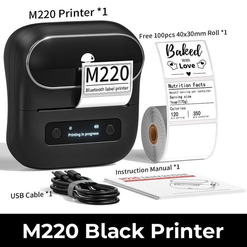 Mini Phomemo M220 Label Maker 20-75mm Printing Width 3 Inch Barcode ...