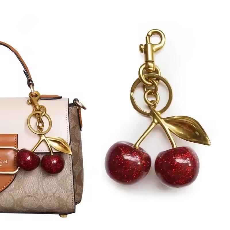 Fashion Delicious Red Cherry Keychain Summer Fruits Cherries Pendant ...