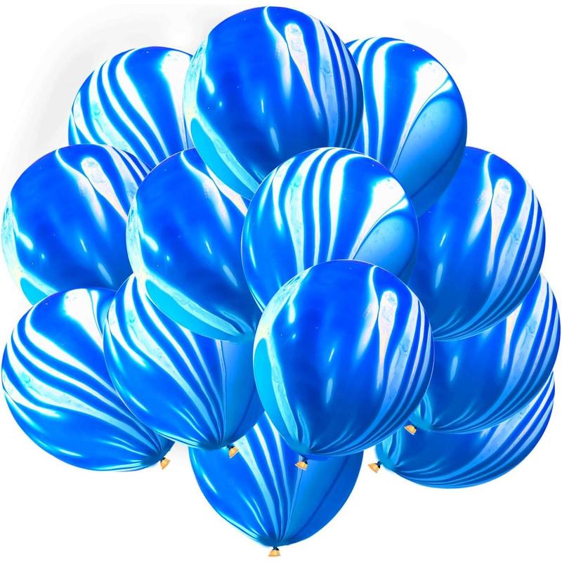 Blue Marble Balloons Marbled Latex Balloons Swirl Blue Balloons 12 Inch ...