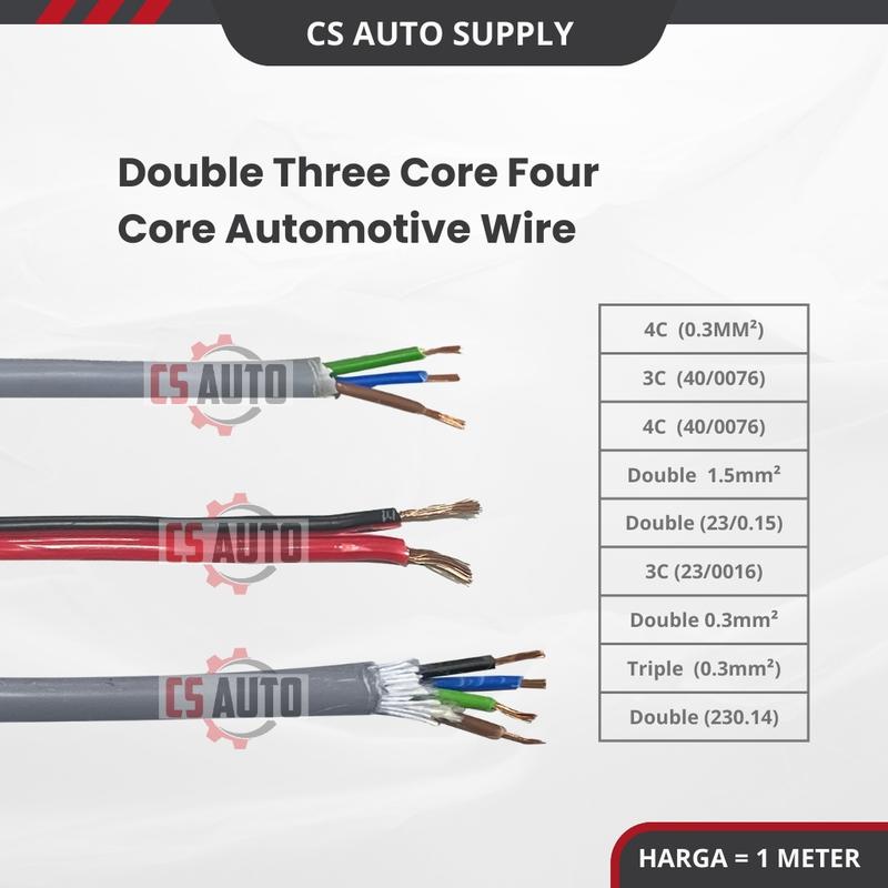 1 Meter x Double Triple Copper Three Core Four Core Wayar Wire - TikTok ...