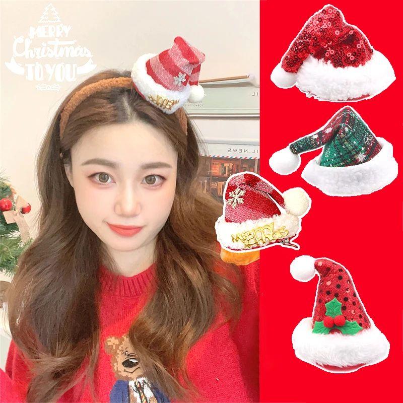 Christmas Hair Clips Santa Hat Hair Grips Barrettes Hairpins With ...