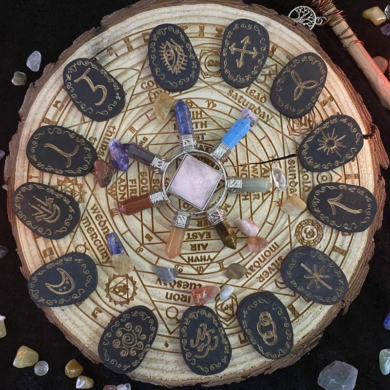 Set Rune Penyihir, 14pcs, dengan Arahan dan Beg Penyimpanan, - TikTok ...