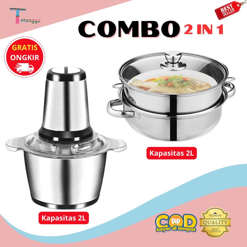 COMBO EXCLUSIVE 2IN! Panci Steamer Stainless 2 Tingkat Multifungsi ...