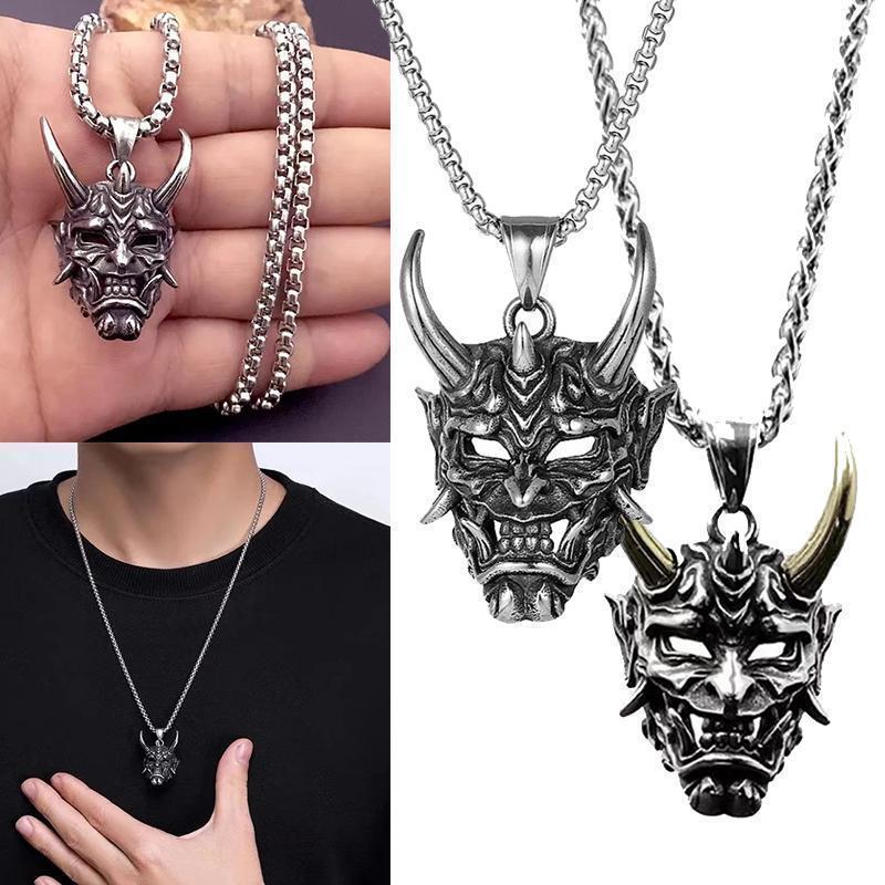 Kalung Loket Topeng Tengkorak Hannya Kemarahan Gothic Jepun untuk ...