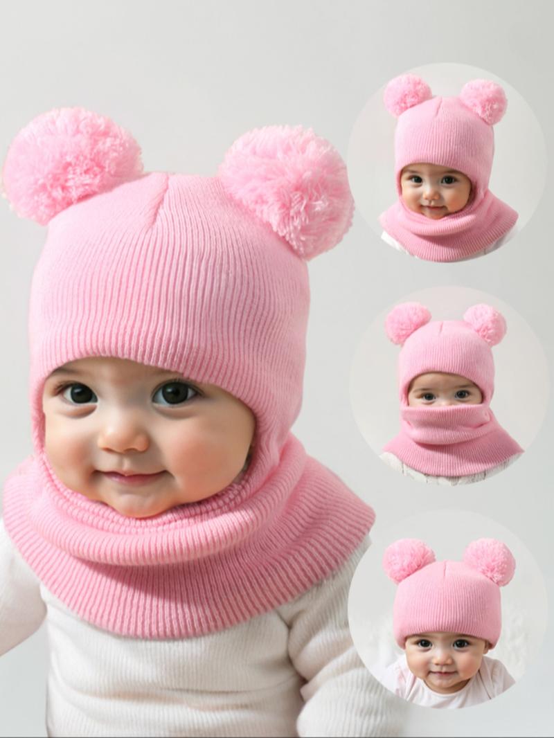 Pom Pom Knit Hat for Babies 1-3 Years Old, Warm Winter Beanie for ...