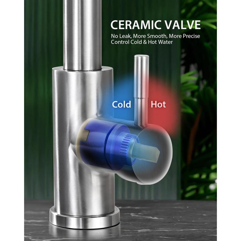 Kitchen Faucet with Pull Down Sprayer, Brushed Nickel High Arc - TikTok ...