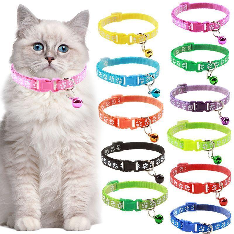 Pet Patch Collar Dog Cat Collar Single Footprints Paw Print Bell ...