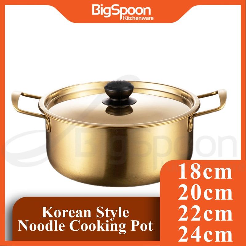 BIGSPOON Korean Style Gold Noodle Pot With Handle Soup Cooking - TikTok ...