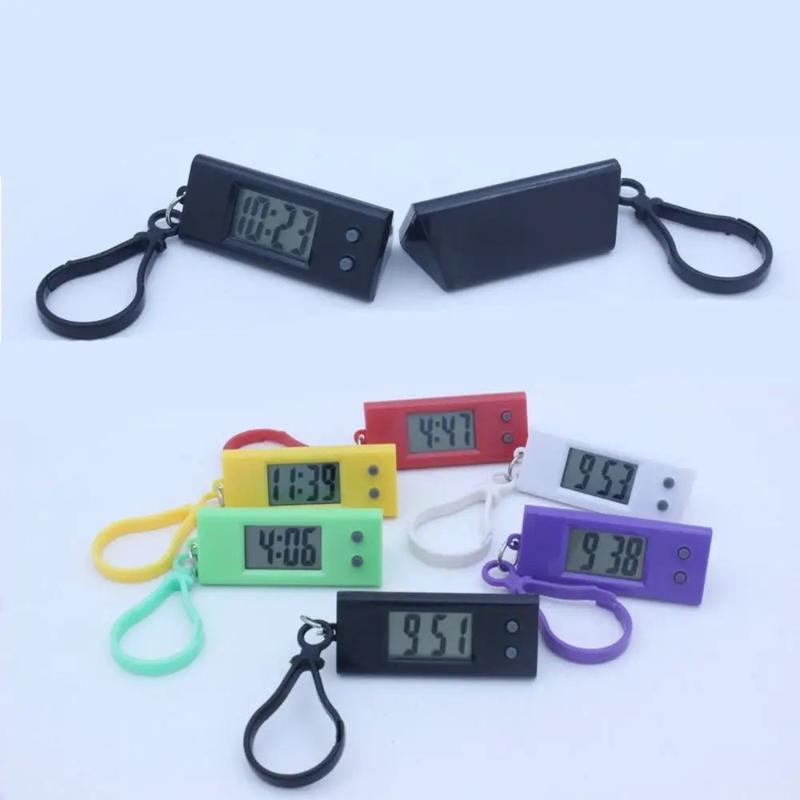 Mini Electronic Clock Triangle Shape Watch Hanging Keychain Digital ...