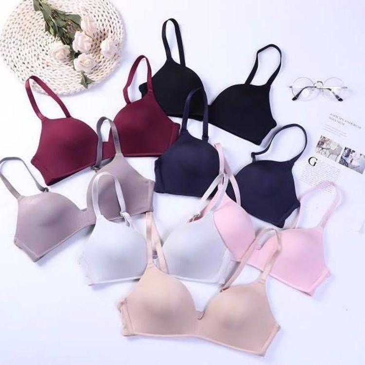 Beha Tanpa Kawat | Slim Strap Bra +Size | Seamless Half Cup | Dusty ...