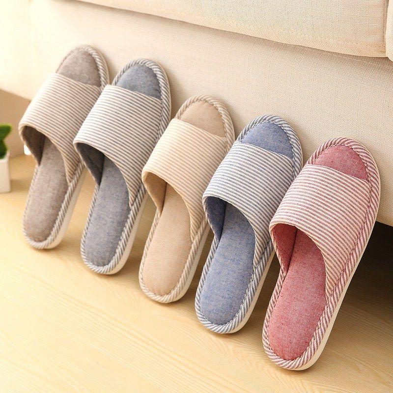 Selipar Linen, Selipar Musim Bunga Wanita, Selipar Dalaman Rumah ...