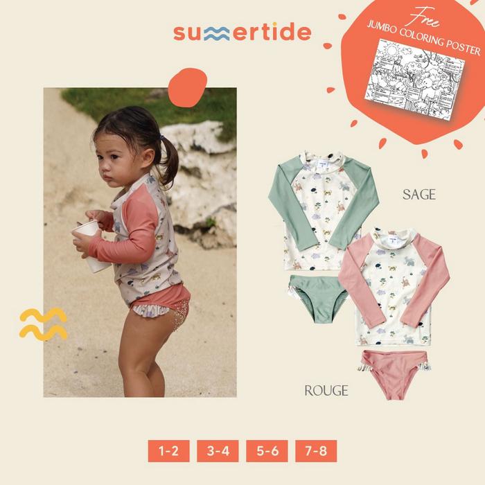 Jual Summertide Girls Long Sleeve Rash Guard Set - Sage, 7-8 - Jakarta ...