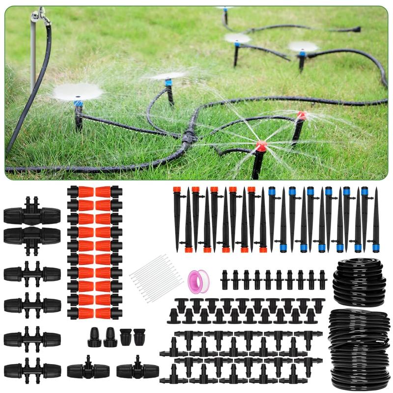 130FT Drip Irrigation Kit - Garden System With Nozzle Emitters, Tubing ...