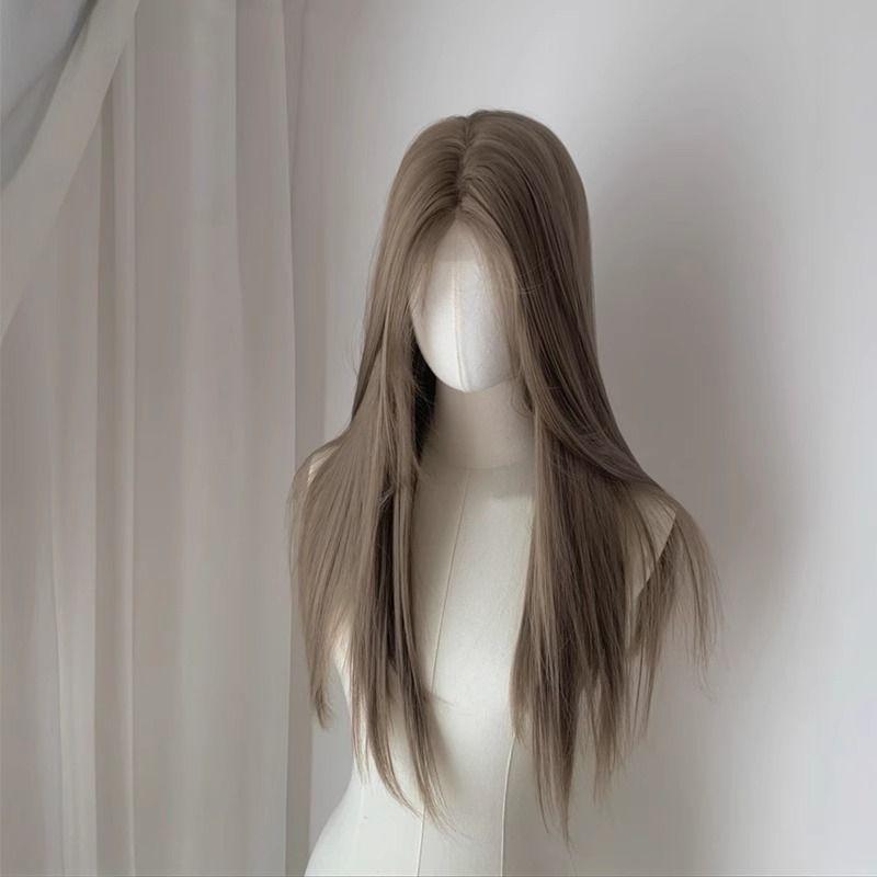 Mixed Blood Baby · Linen Gray and Brown Long Straight Hair Wig - TikTok ...