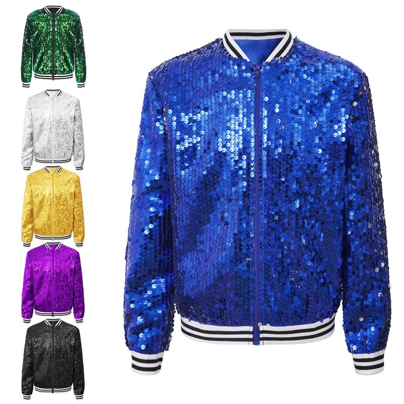 Moggemol Kids Girls Sequin Bomber Jacket Sparkle Long Sleeve - TikTok ...
