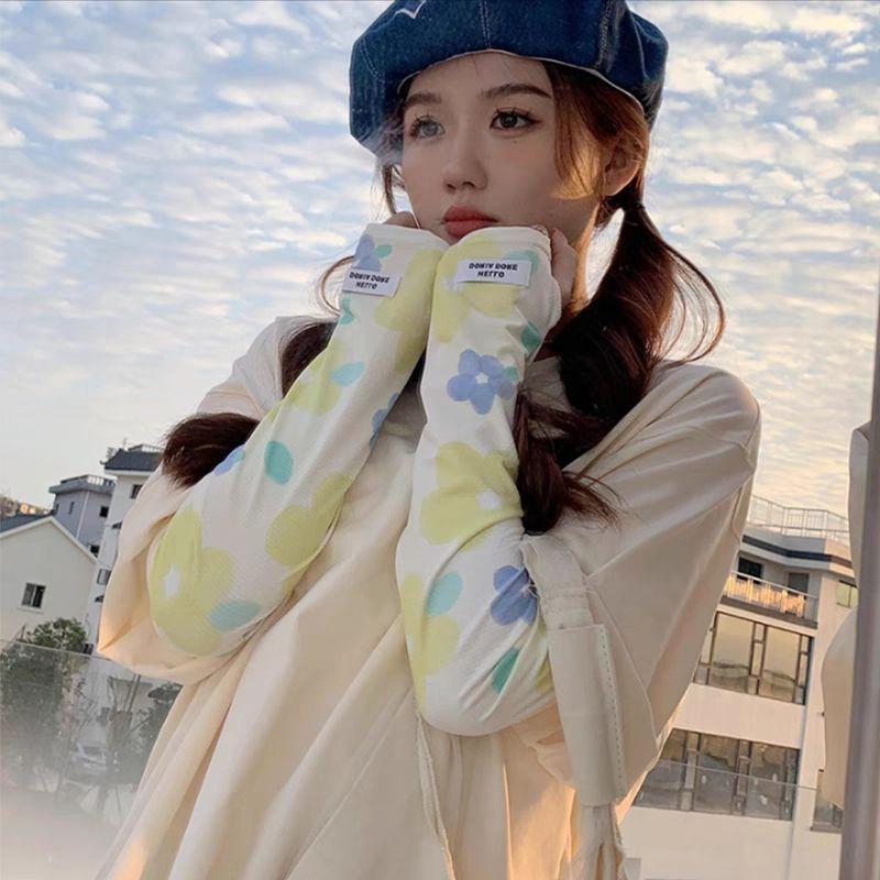 Lengan ais bunga comel untuk wanita, perlindungan matahari musim ...