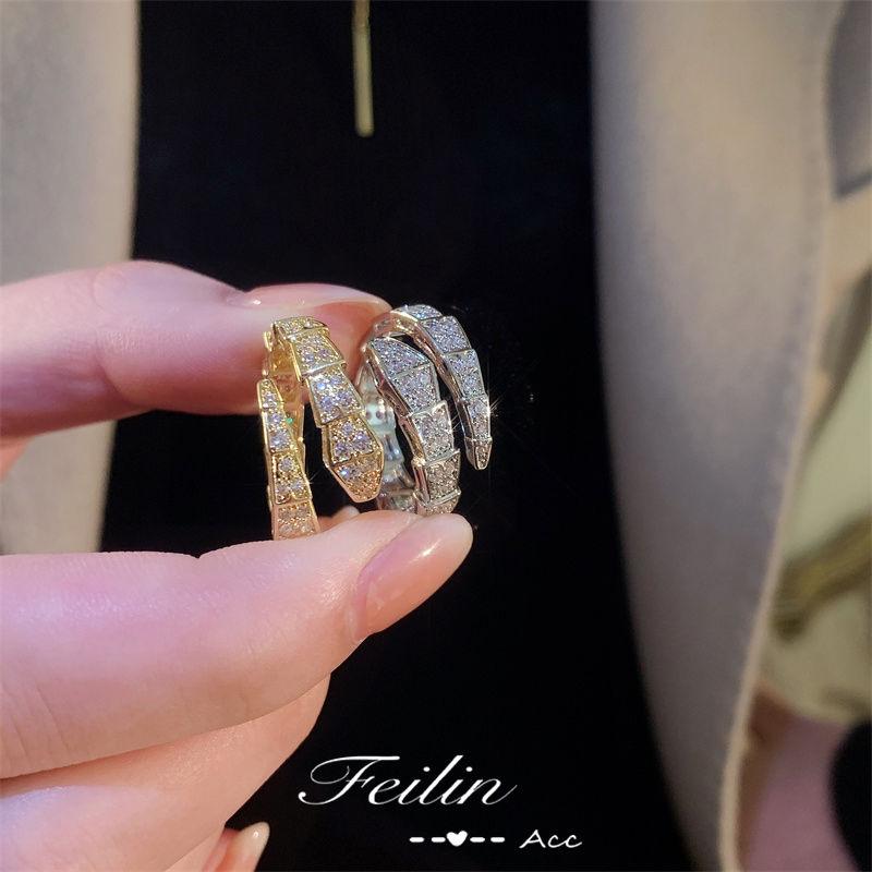 Full Diamond Snake Bone Ring 2024 New Fashion Light Luxury Niche ...