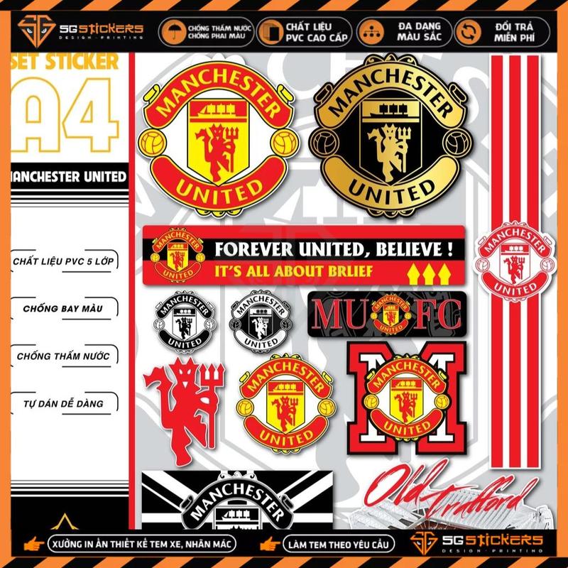 Sticker Bóng Đá Manchester United Dán Tem Xe, Dán Nón, Điện Thoại ...