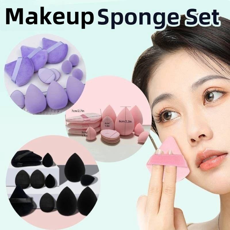 Makeup Mekap Merah Ungu Set Span Solek, 12pcs, Span Asas Puff - TikTok ...