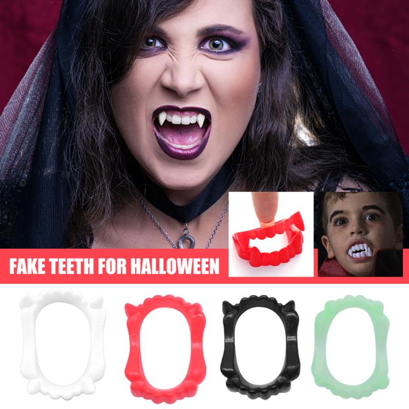 4Pcs Halloween Cosplay Vampire Denture Luminous Fake Teeth Dress ...