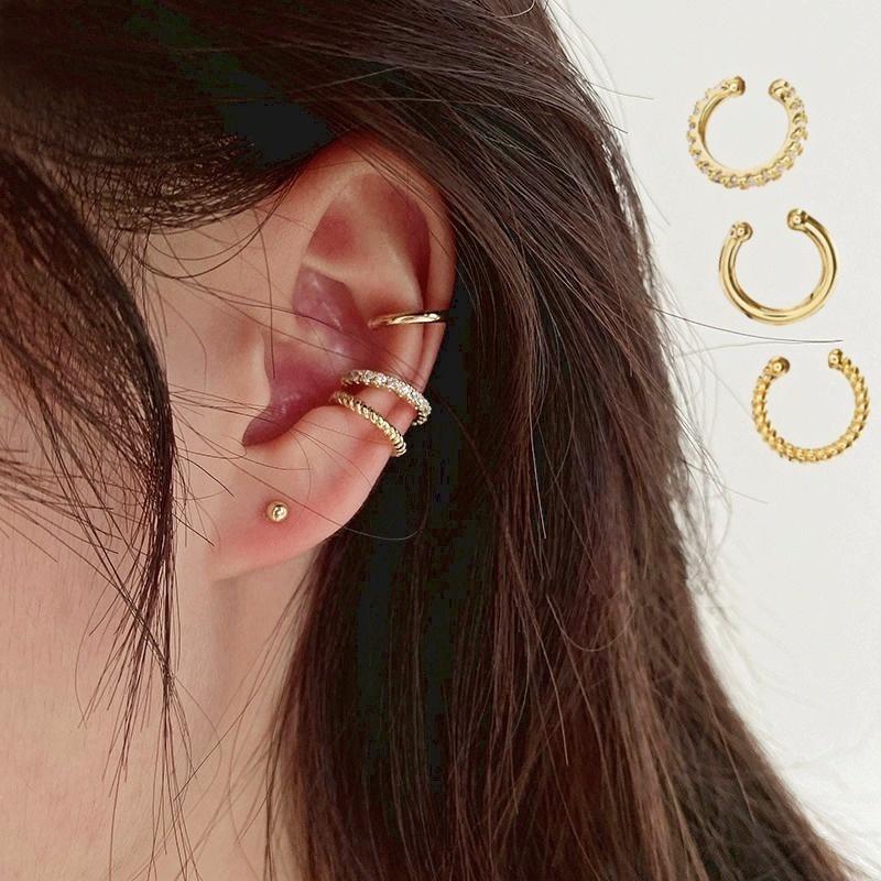Set anting-anting gelung rawan minimalis untuk wanita, klip telinga - TikTok Shop Malaysia