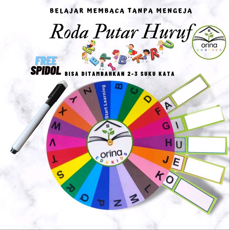 Roda Pintar Baca Huruf Kata Mainan Edukasi Anak Paud TK SD Kertas ...