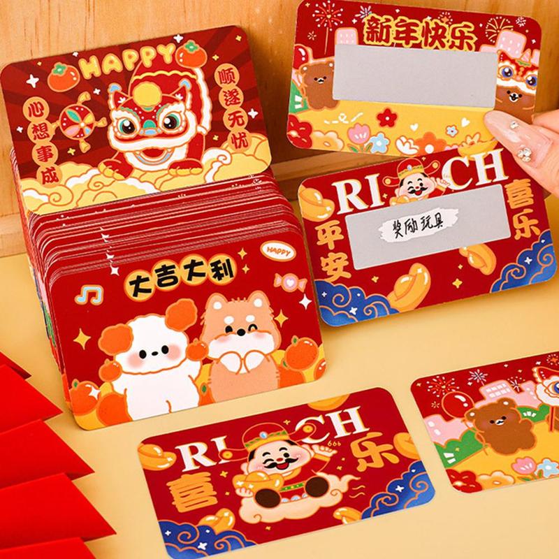 20pcs New Year Scratch Card DIY Cartoon Handwritten Scratch Lottery ...