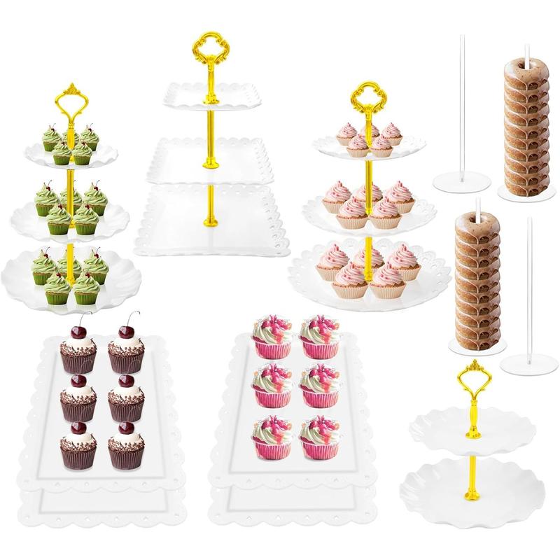 12 count Cupcake Stand Set - White Plastic Dessert Table Display ...