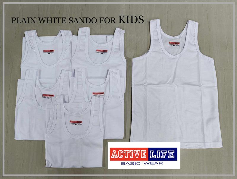 ACTIVE LIFE Plain white SANDO for KIDS - TikTok Shop Philippines