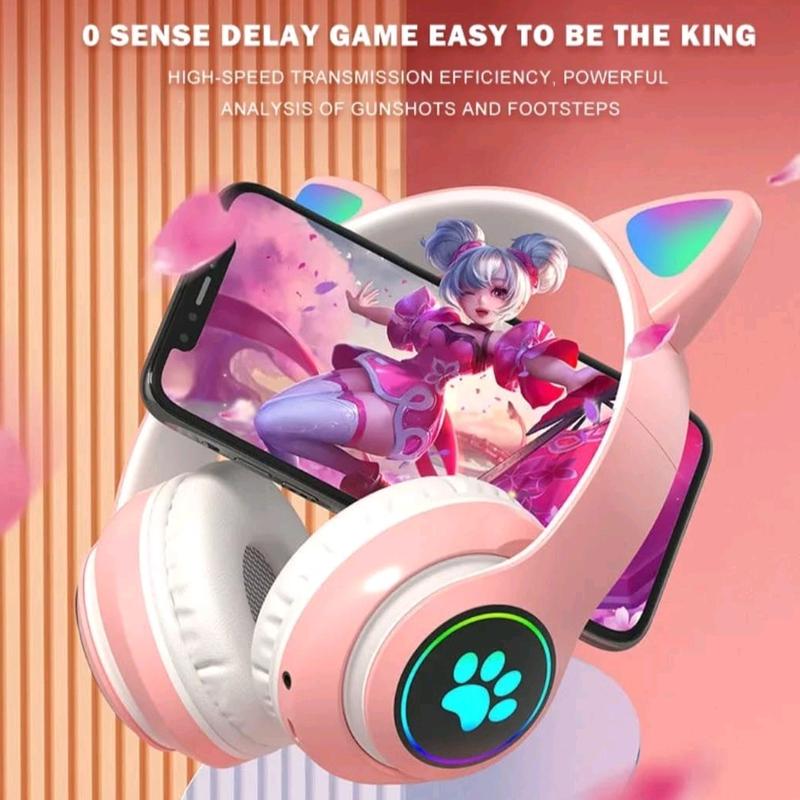 B39/P47 Ukuran Besar LED Bluetooth Cat Headphone Bluetooth 5.0 Headset ...