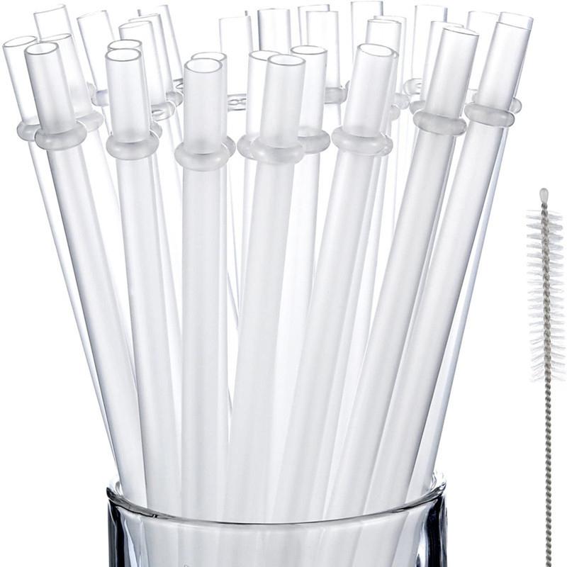 Straw Plastik Berkilauan Putih, 10 Keping, Panjang 9 Inci, Straw ...