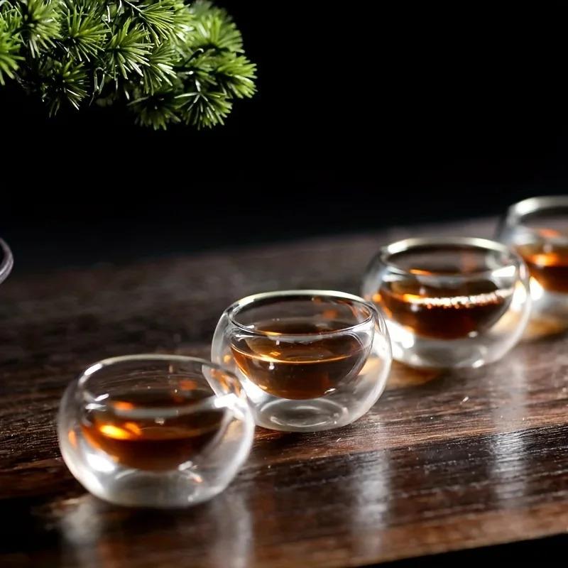 20254/6pcs 50ml Shot Glass Teacups Double Wall Glasses Tea Cups ...