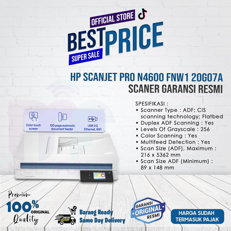 HP Scanjet Pro N4600 fnw1 20G07A Scaner Garansi Resmi - Shop | Tokopedia