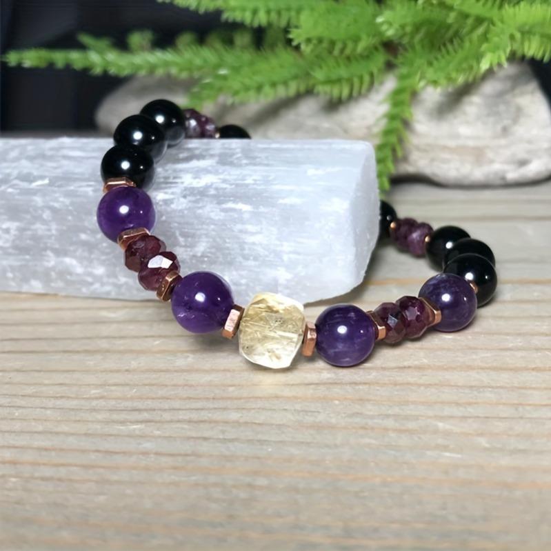 Gelang Tangan Perlindungan Empati Citrine Attract Money Garnet