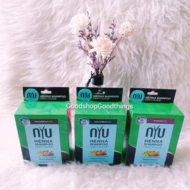 NYU HENNA SHAMPOO HAIR COLOUR 1 BOX ISI 4 SACHET 20ML - Shop | Tokopedia