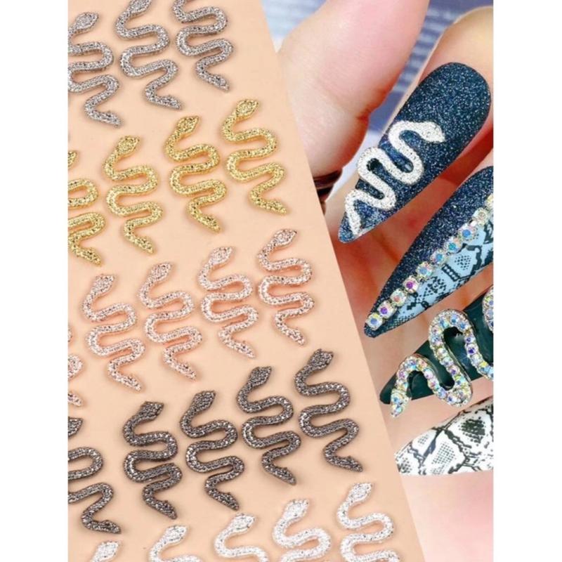10pcs Metallic Snake Decor Nail Art Nail Charms Nail Gems Nail - TikTok ...