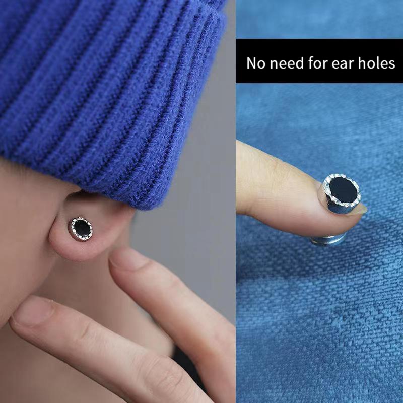 Magnetic Suction Earless Clip For Men Circular Magnetic Earrings ...