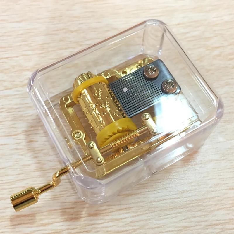 Kotak Muzik Akrilik Jelas, 18 Nota, Engkol Tangan Emas, Mekanisme ...