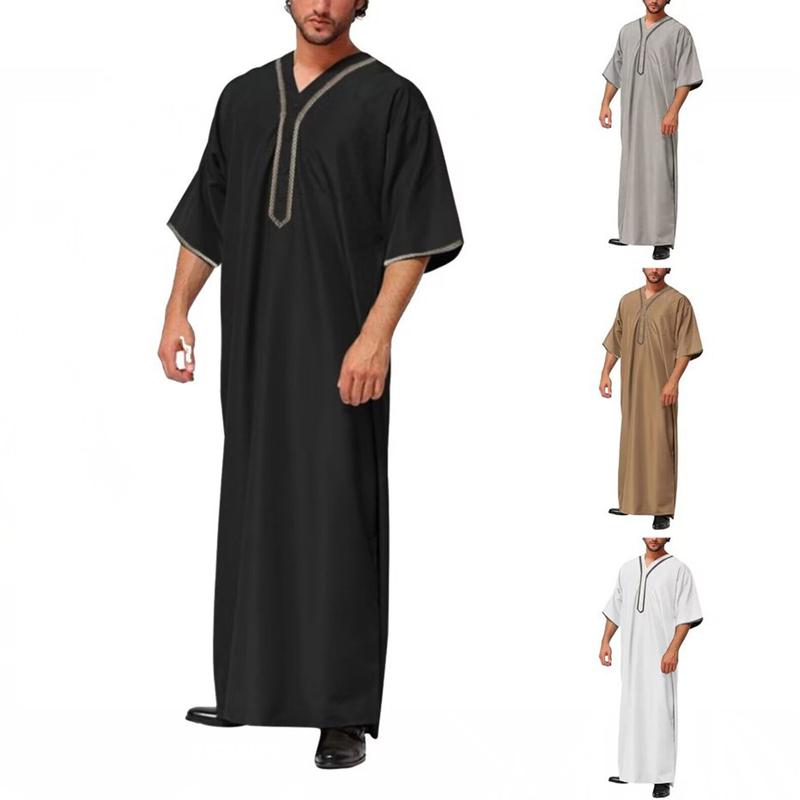 Set Jubah Muslim Fesyen Lelaki, Jubah Tengah Arab, Lengan Panjang ...