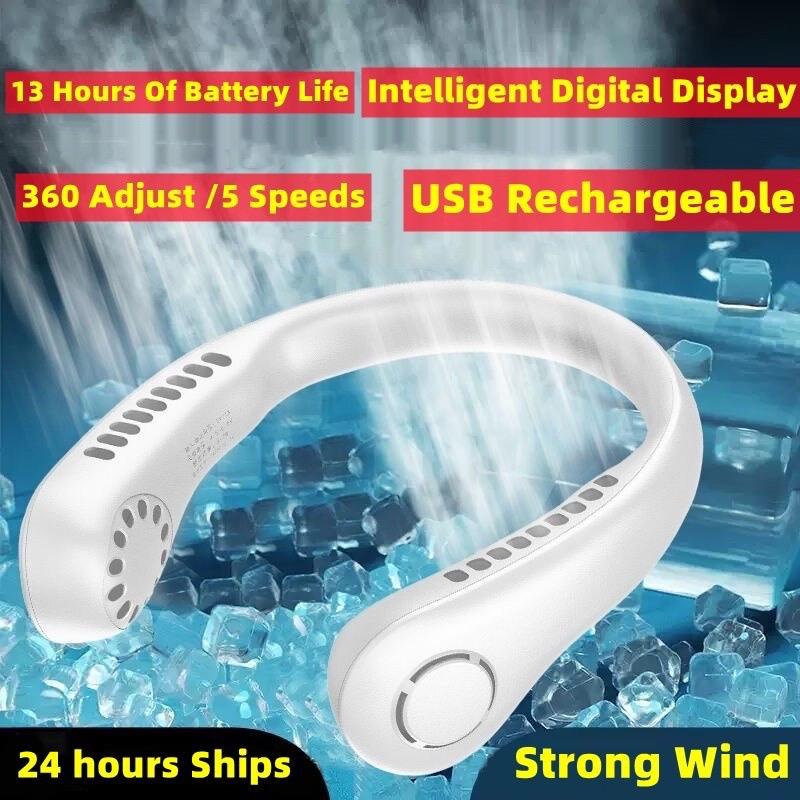 NeckFan Bladeless Fan Eletric Fan USB Rechargeable Fan Home Outdoor ...