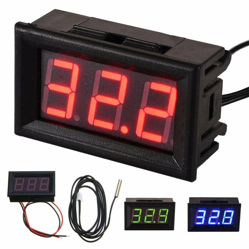 Termometer Digital LED, DC 12V, dengan Meter Penderia Suhu, Probe ...