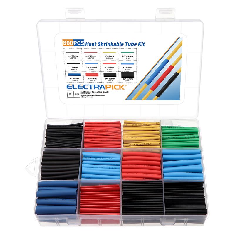 800PCS Assorted Polyolefin Heat Shrinkable Tubing Hollow Tube Sleeves ...